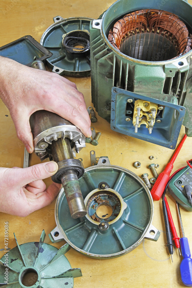 checking bearing on rotor shaft Stock Photo | Adobe Stock