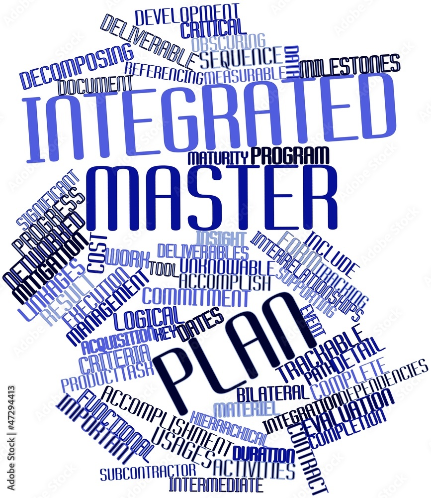 Word cloud for Integrated master plan Stock Illustration | Adobe Stock