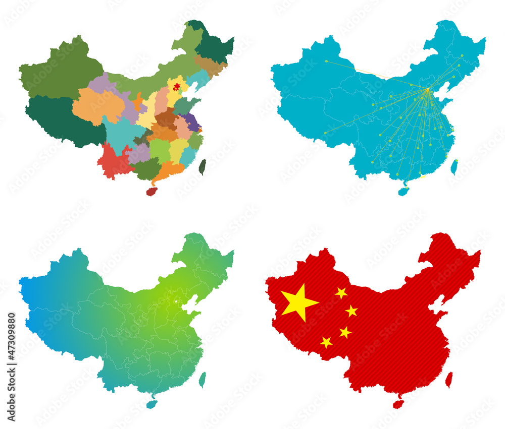 Vector China map set Stock Vector | Adobe Stock