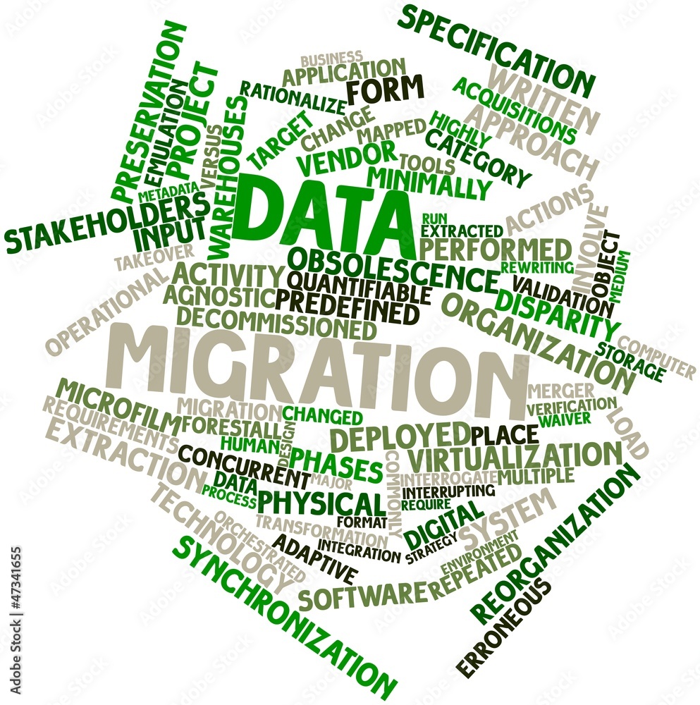 Word cloud for Data migration Stock Illustration | Adobe Stock