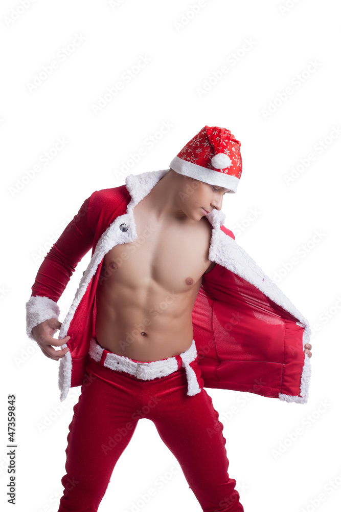 sexy man undress santa claus dress Stock Photo | Adobe Stock