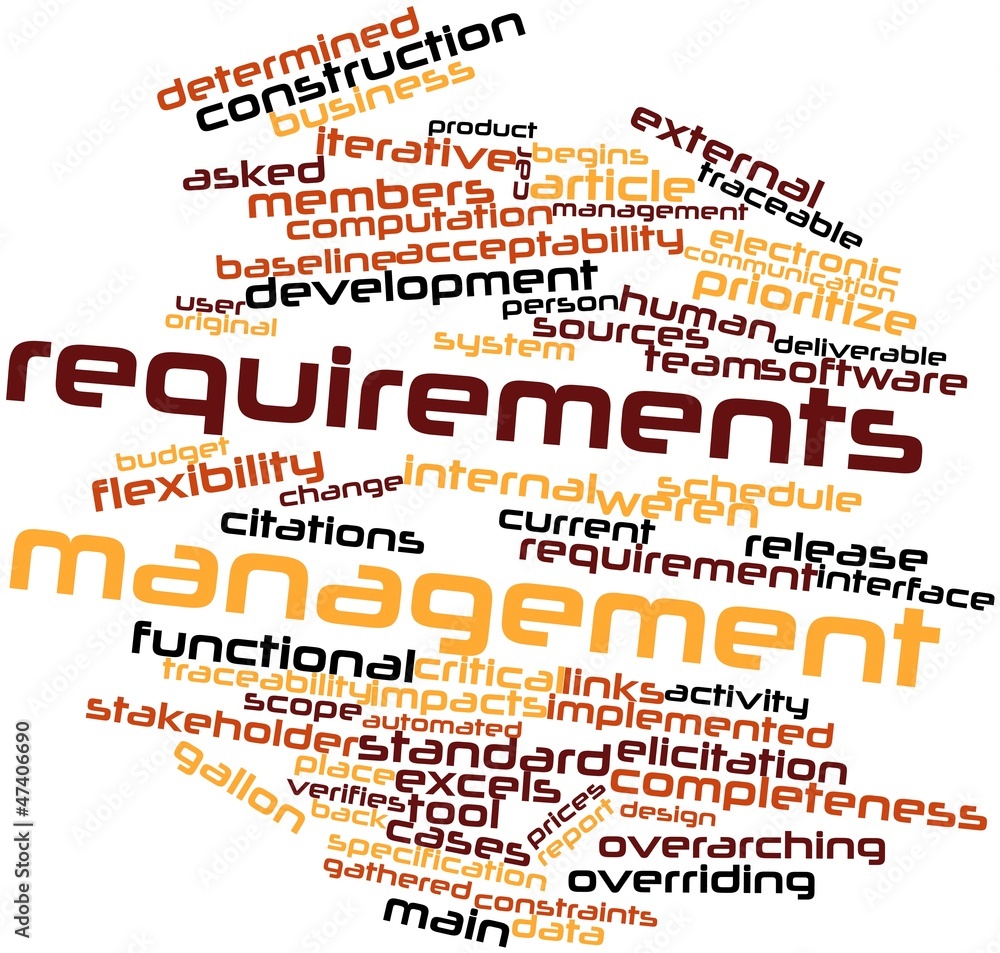 Word cloud for Requirements management Stock Illustration | Adobe Stock