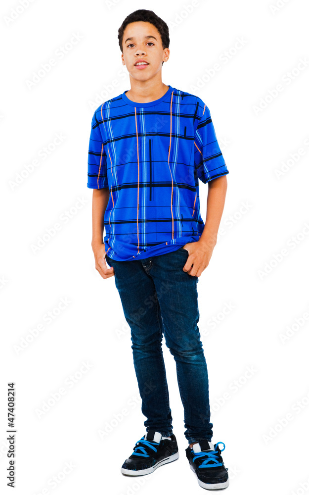 Teenage Boy Standing With Hands In Pockets Stock Photo | Adobe Stock