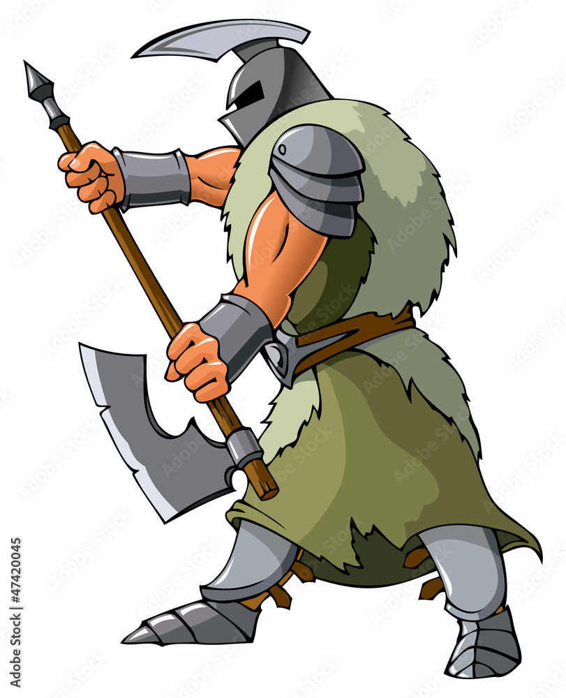 Knight attacking with an axe, vector illustration Stock Vector | Adobe ...