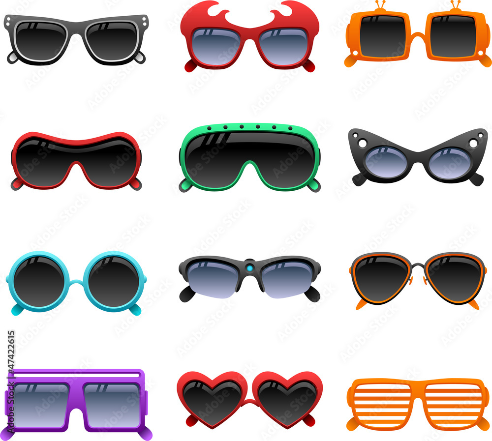 Funky sunglasses icons. To see the other vector sunglasses ...
