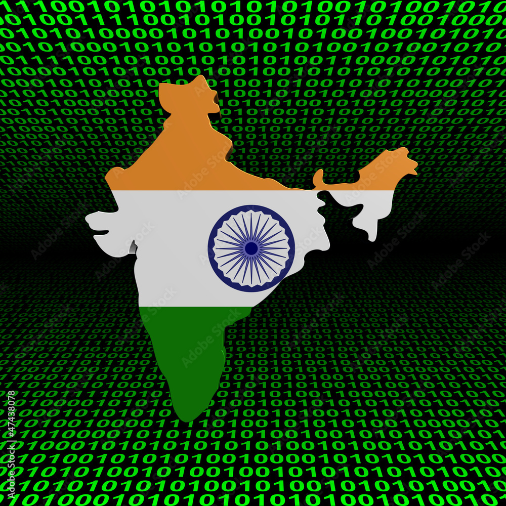 India map flag over binary background illustration Stock Illustration ...