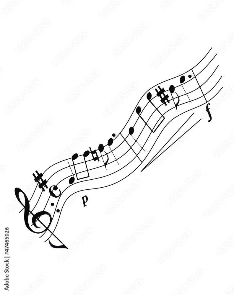 Pentagrama con notas Stock Vector | Adobe Stock