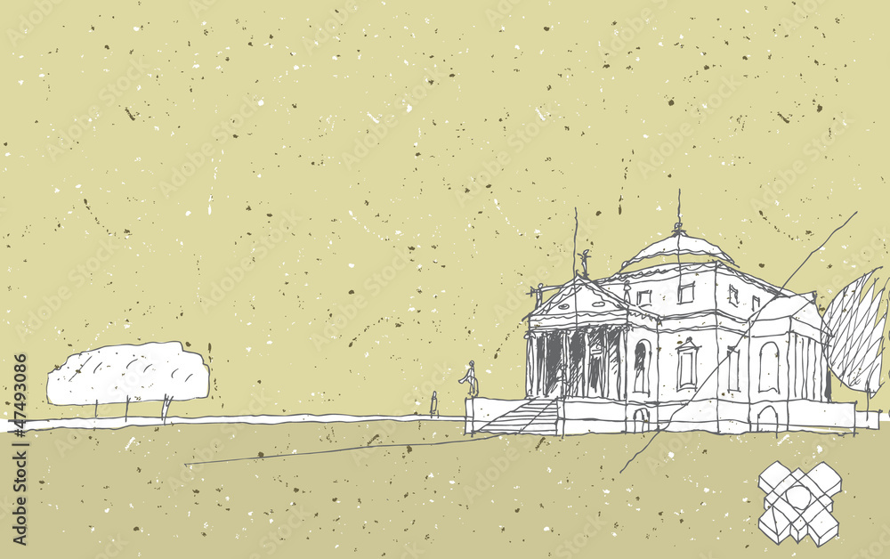 Sketching Historical Architecture in Italy: Villa Rotunda Stock Vector ...
