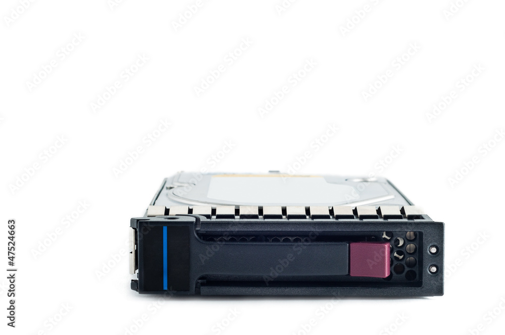 Computer system HDD and carrier isolate with white background co Stock ...