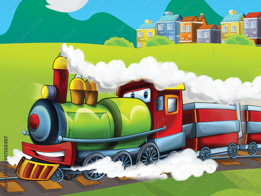 The cartoon locomotive Stock Illustration | Adobe Stock