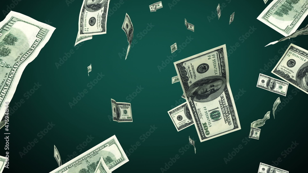 100 Dollar bills flying up in looped animation. Alpha mask. Stock ビデオ ...