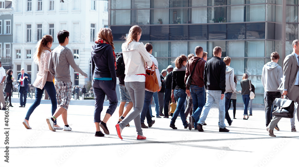 Large Group Of People Walking