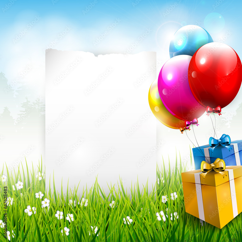 Realistic colorful birthday background with place for text Stock Vector ...