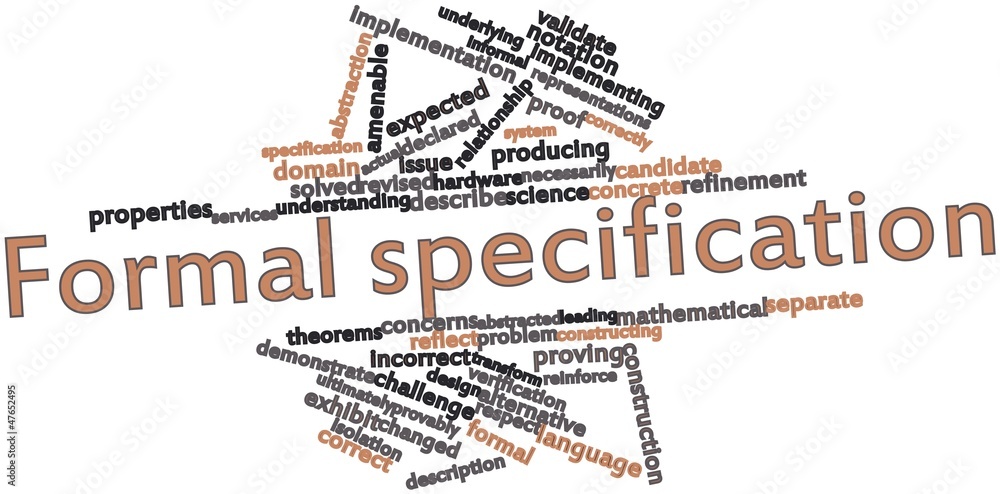 Word cloud for Formal specification Stock Illustration | Adobe Stock