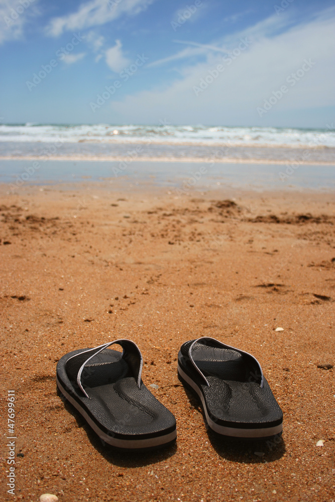 Badelatschen am Strand Stock Photo | Adobe Stock