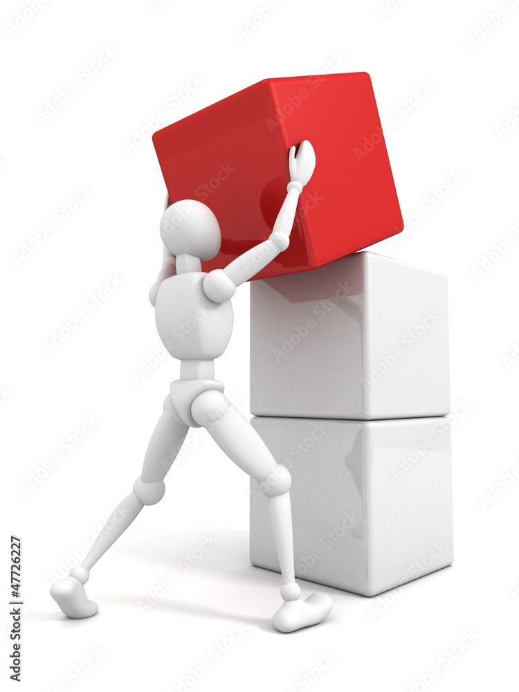 cartoon human character person with cubes tower Stock Illustration ...