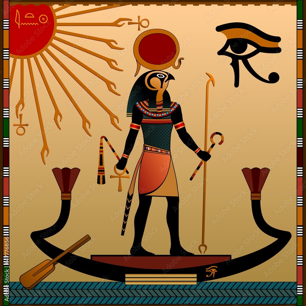 The gods of ancient Egypt - Aten and Ra. Stock Vector | Adobe Stock