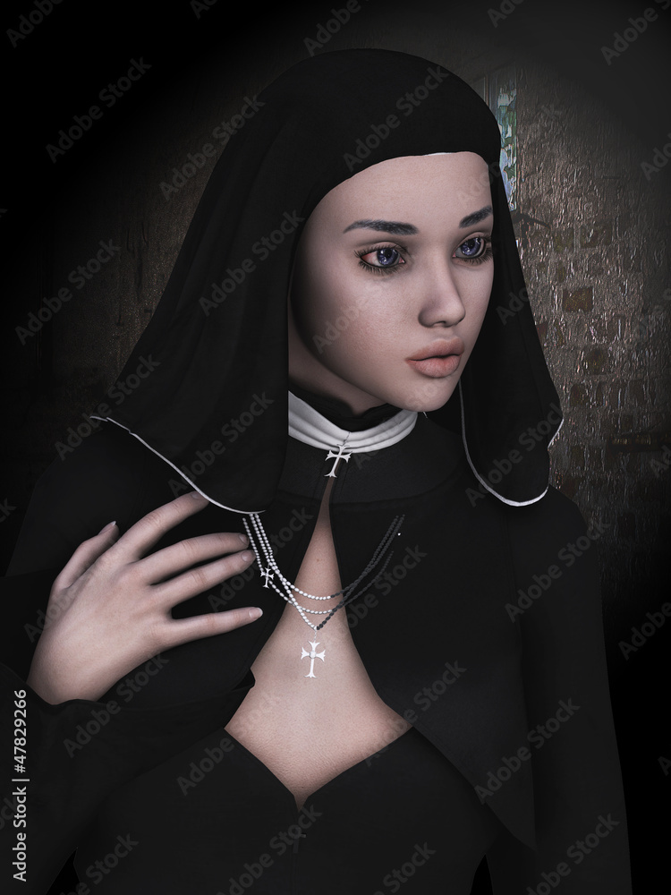 Nonne im Kloster Stock Illustration | Adobe Stock