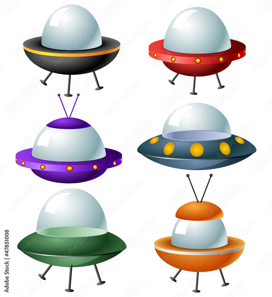 Cartoon ufo set Stock Vector | Adobe Stock