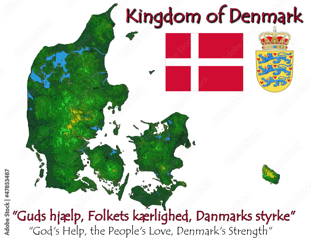 Denmark Europe national emblem map symbol motto Stock Vector | Adobe Stock