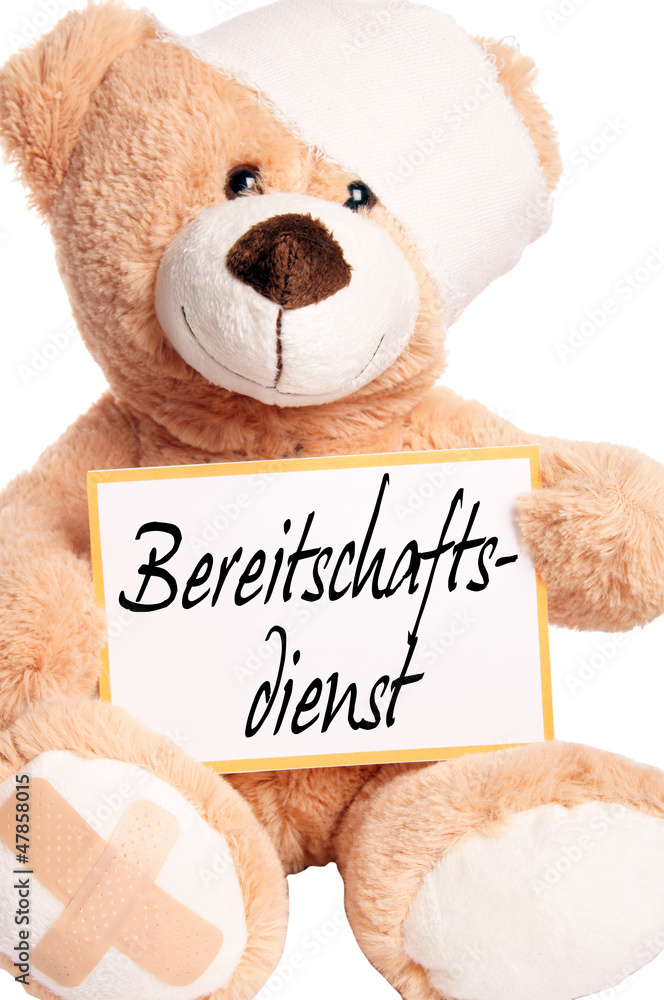 Teddy mit Schild - Bereitschaftsdienst Stock Photo | Adobe Stock