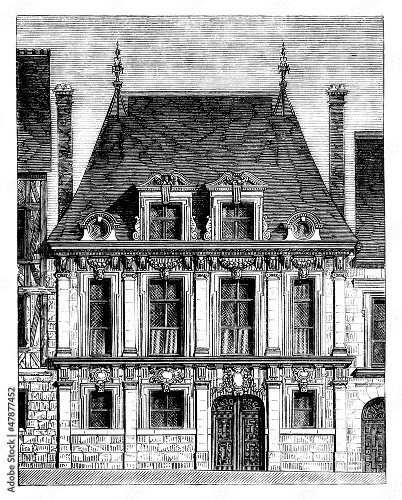House : style Louis XIII - 17th century - France Illustration Stock ...