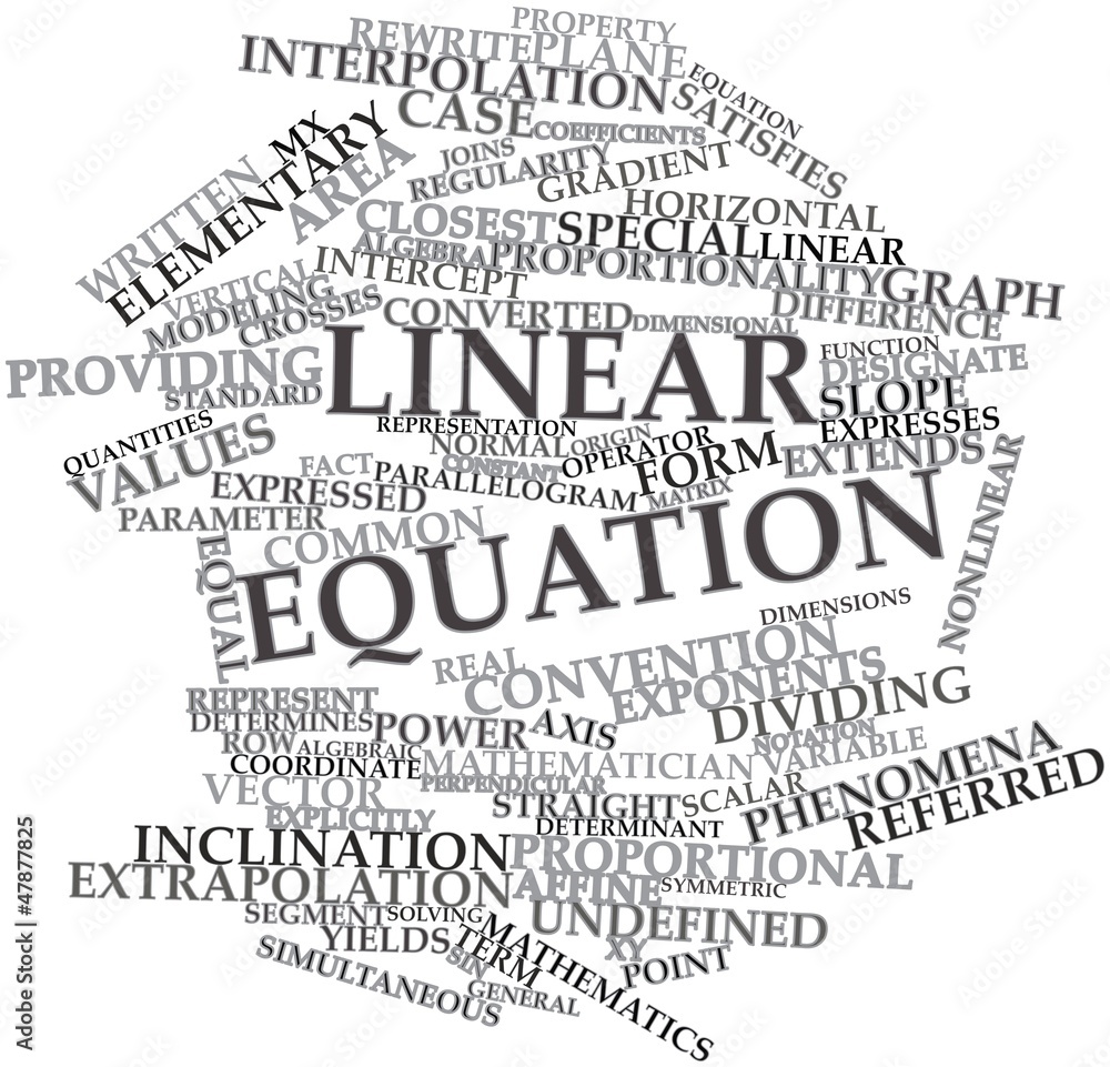 Word cloud for Linear equation Stock Illustration | Adobe Stock
