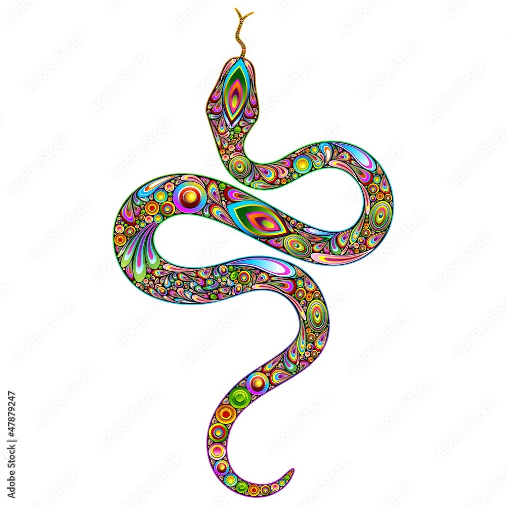 Snake Psychedelic Art Design-Serpente Psichedelico Arte Grafica Stock ...