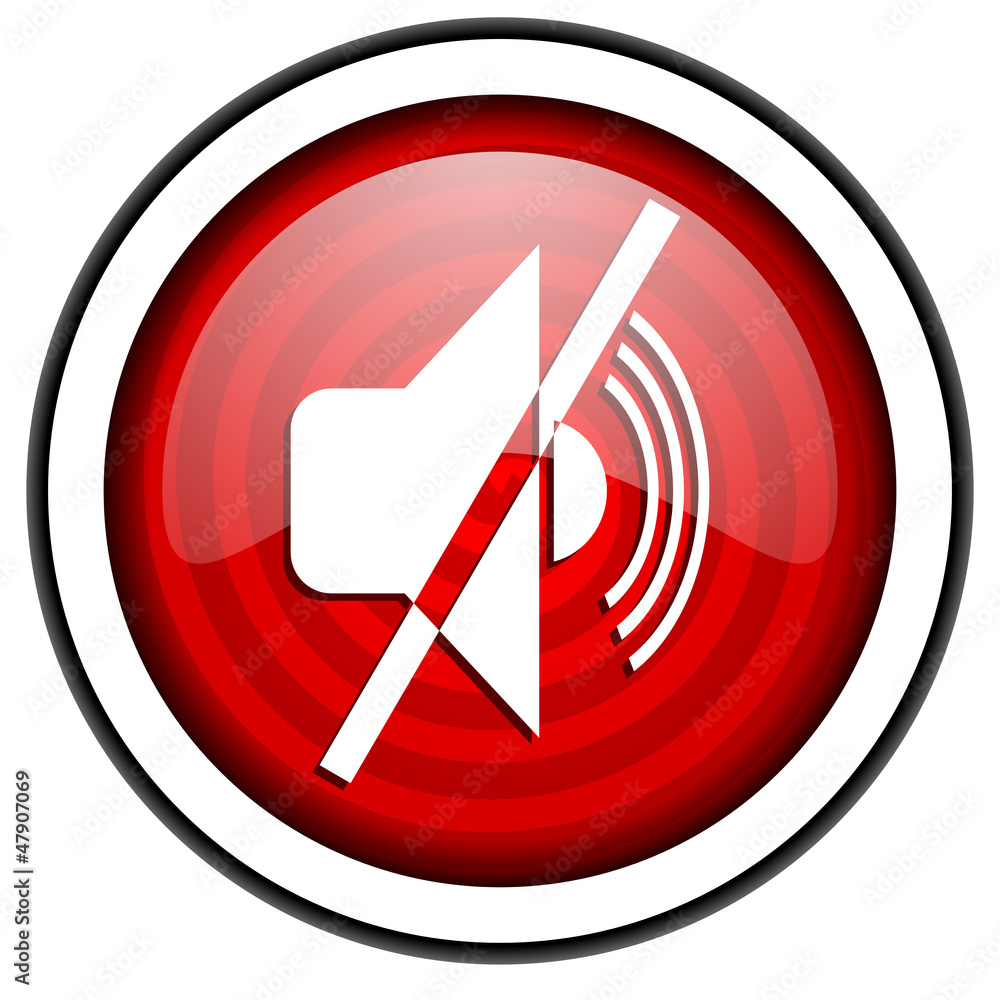 mute red glossy icon isolated on white background Stock Illustration ...