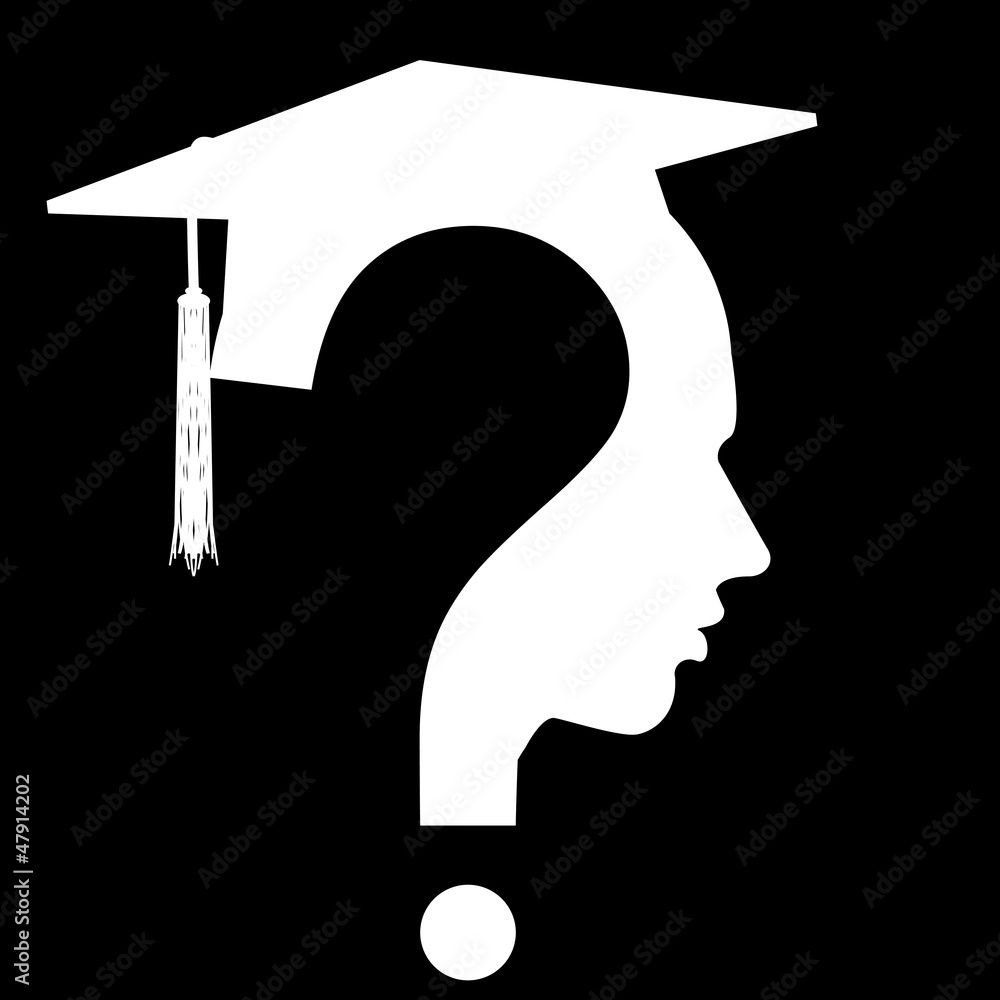 Question mark head with graduation cap, vector Stock Vector | Adobe Stock
