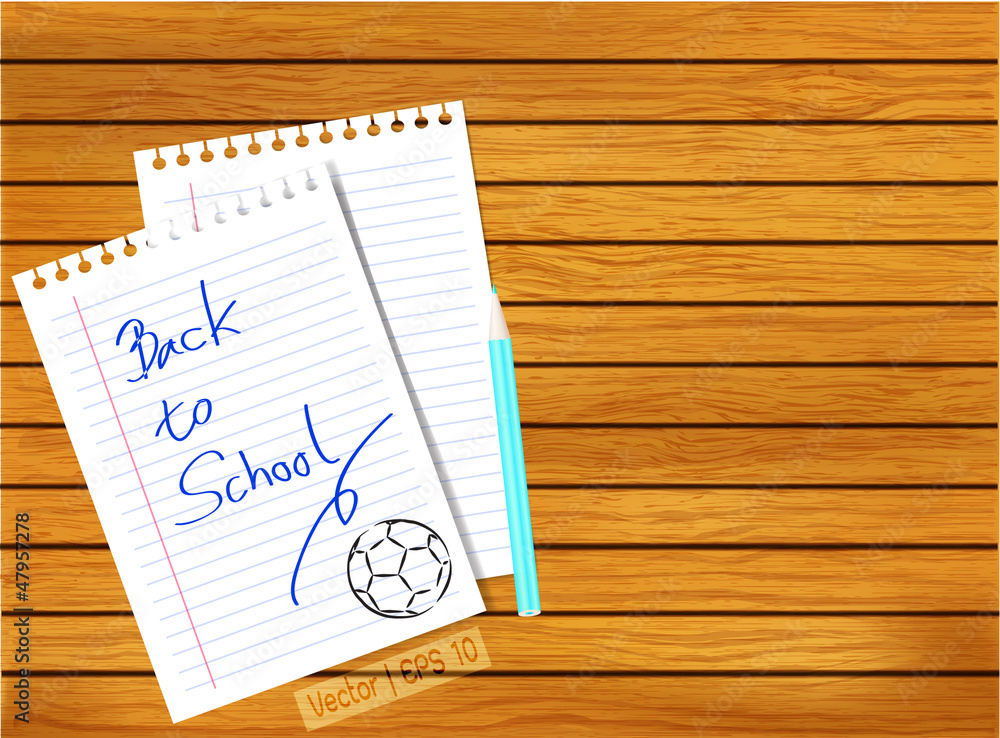 Vector back to school paper on column wood texture Stock Vector | Adobe ...