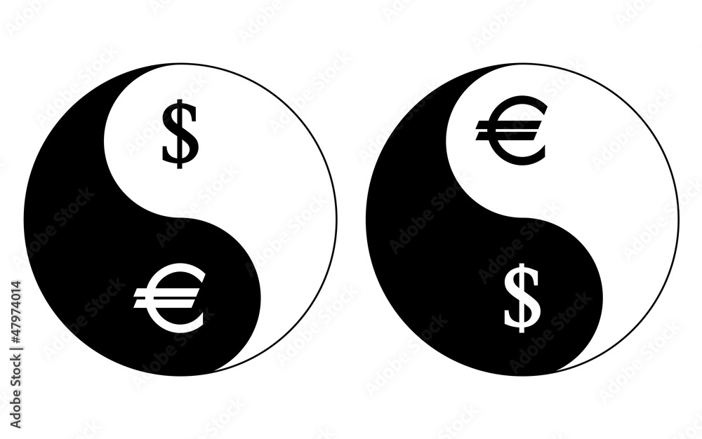 Yin-Yang currency symbols, dollar- euro, vector Stock Vector | Adobe Stock