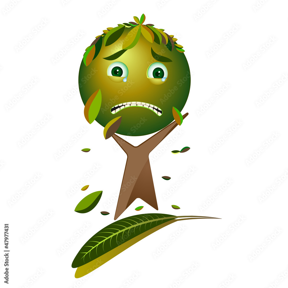 Cartoon sad tree - Please, save the earth, vector Stock Vector | Adobe ...