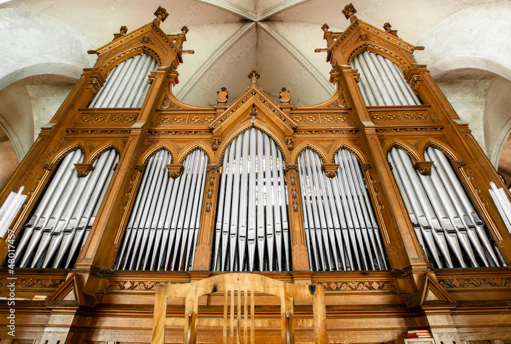 Beautiful organ with a lot of pipes Stock Photo | Adobe Stock