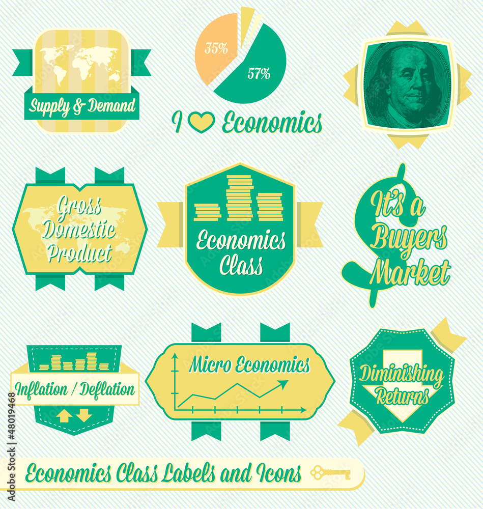 Vector Set: Vintage Economics Class Labels and Icons Stock Vector ...