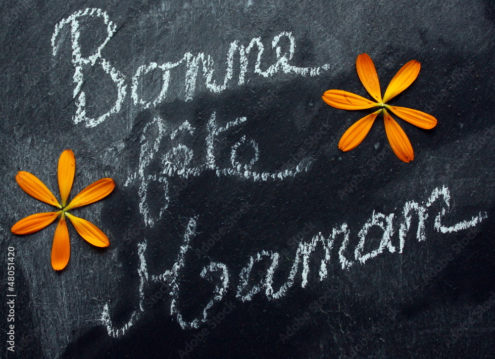 bonne fête maman sur ardoise fleurie Stock Photo | Adobe Stock