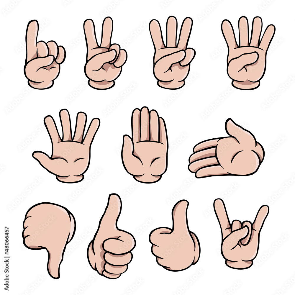 Set of human cartoon hands showing various gestures. Stock Vector ...