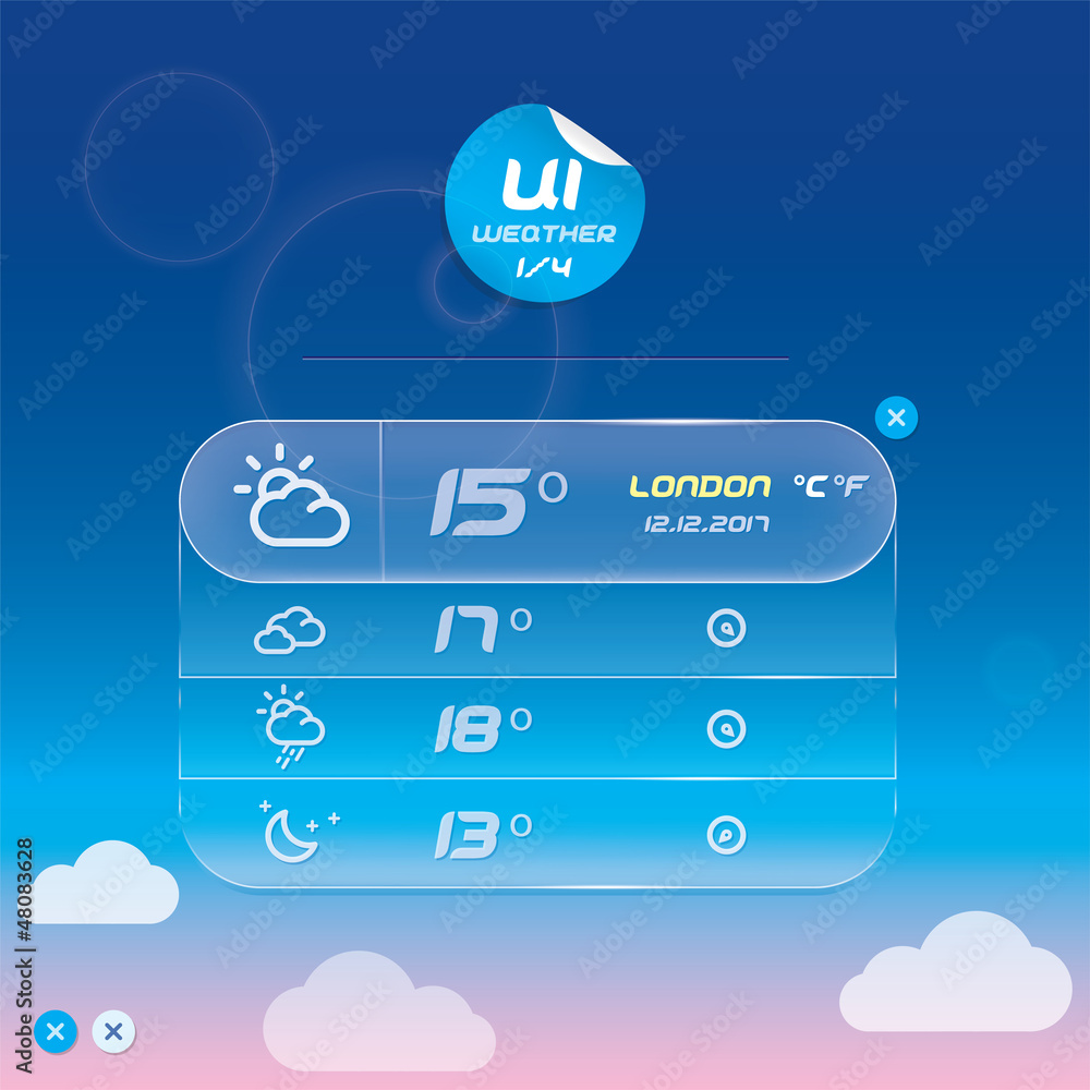 Vettoriale Stock Weather Widget, Button, Sign, Symbol, Emblem, Sticker ...
