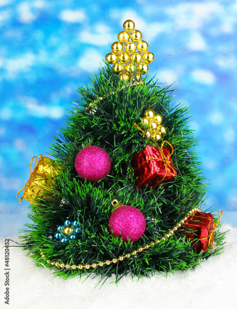Decorated artificial Christmas Tree on bright background Stock Photo ...