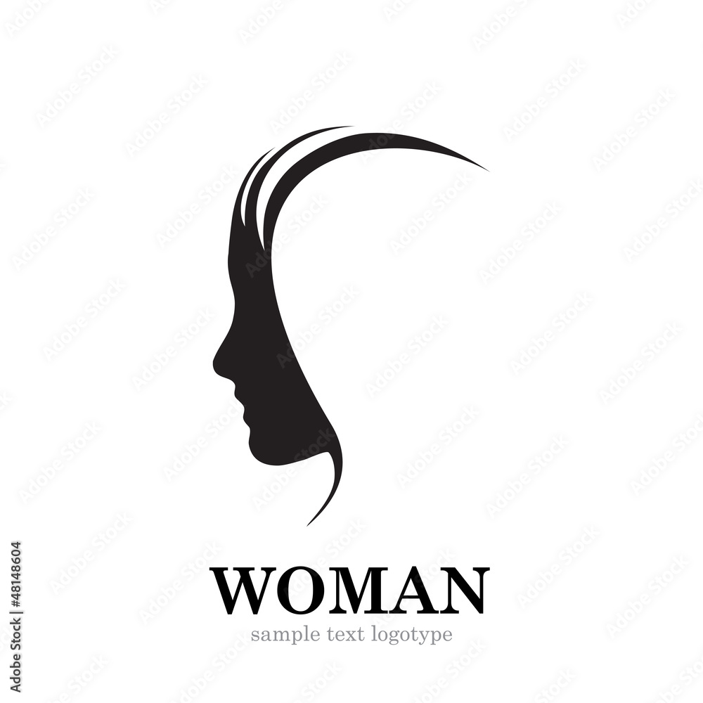 Vector logo Profile of woman Stock Vector | Adobe Stock