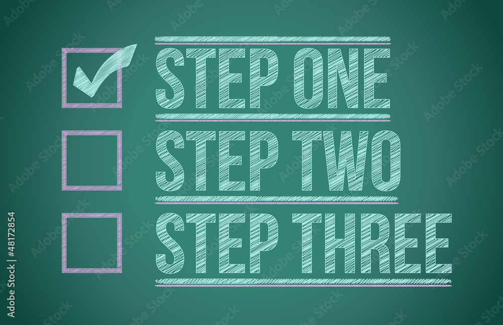 Steps checkmark blackboard Stock Illustration | Adobe Stock