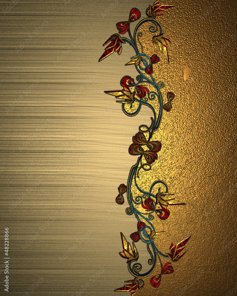 gold Background with plant pattern and gold nameplate Stock ...