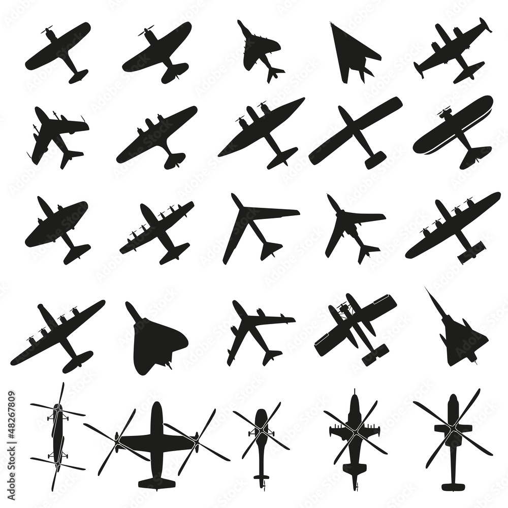 Collection of different airplane icons Stock Vector | Adobe Stock