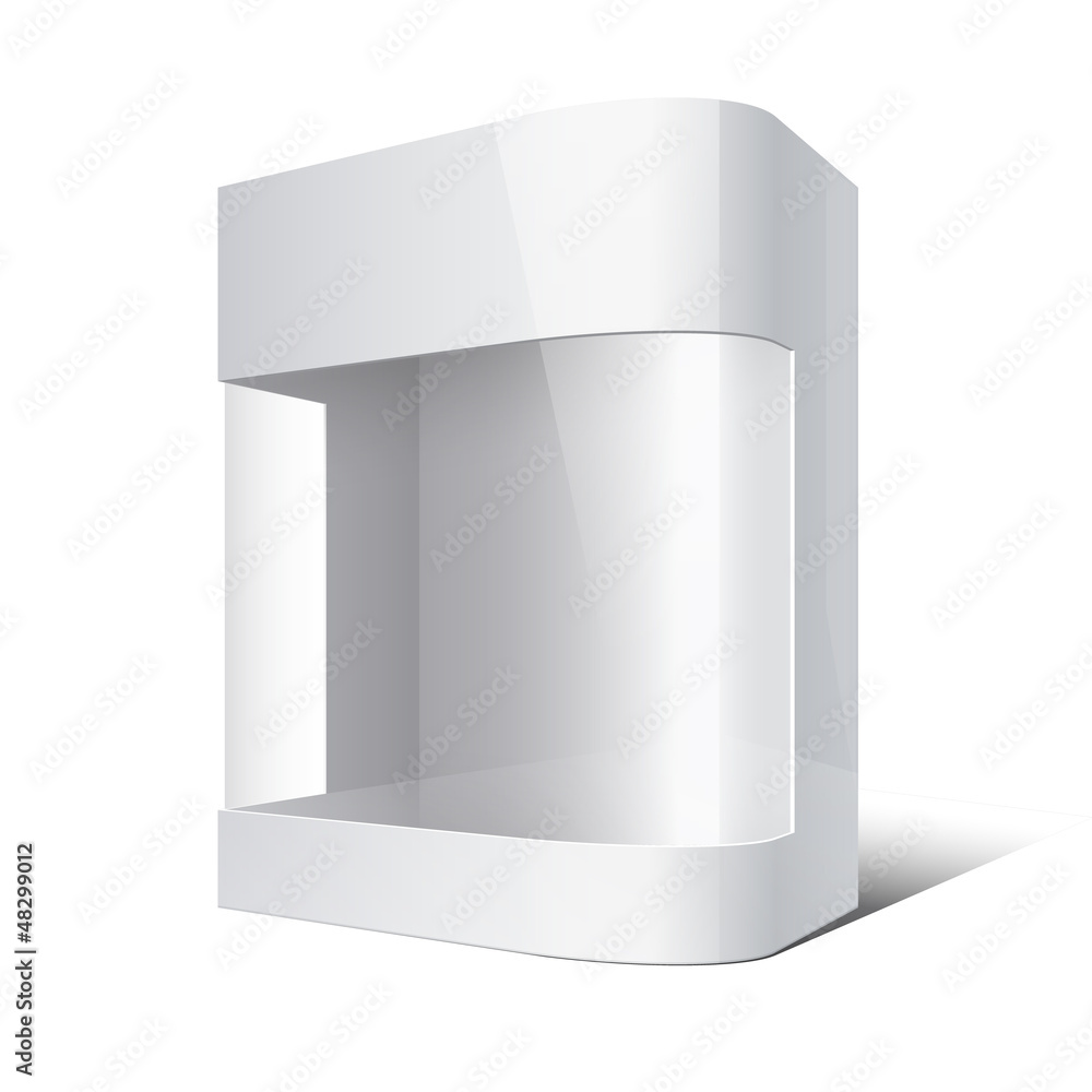 Package Box with rounded corner and transparent plastic window. Stock ...