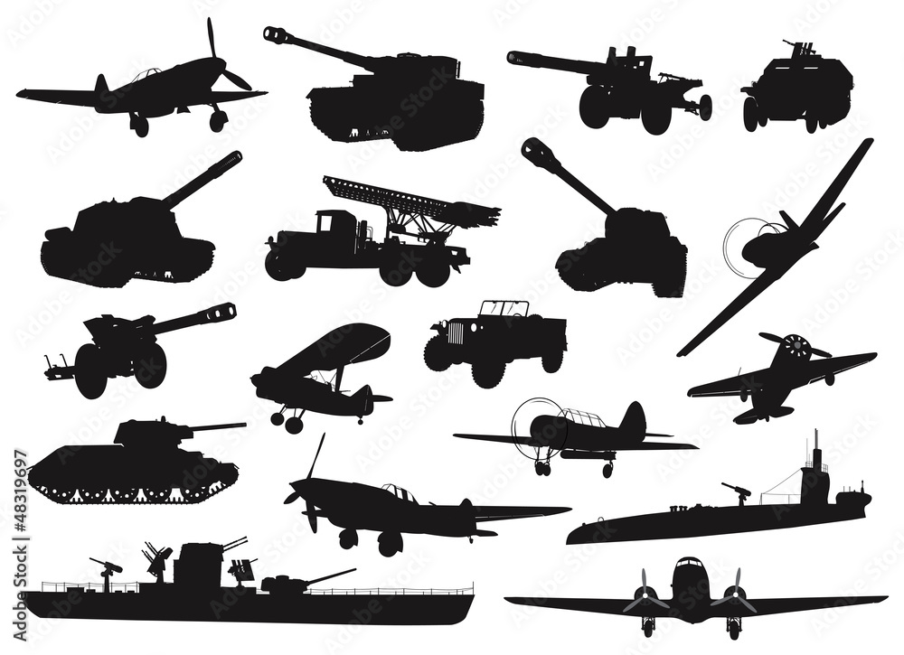 World War 2 military silhouettes set. Vector Stock Vector | Adobe Stock