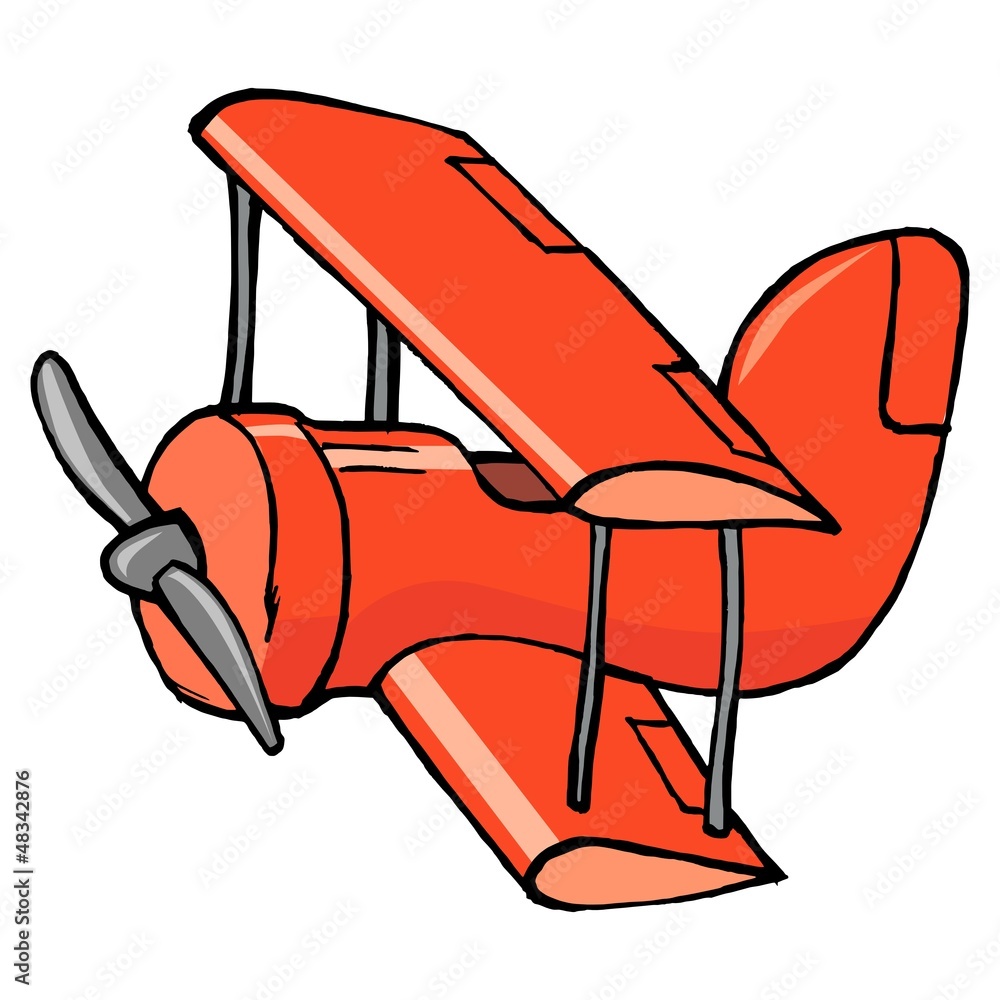 hand drawn, cartoon, vector illustration of toy airplane Stock Vector ...
