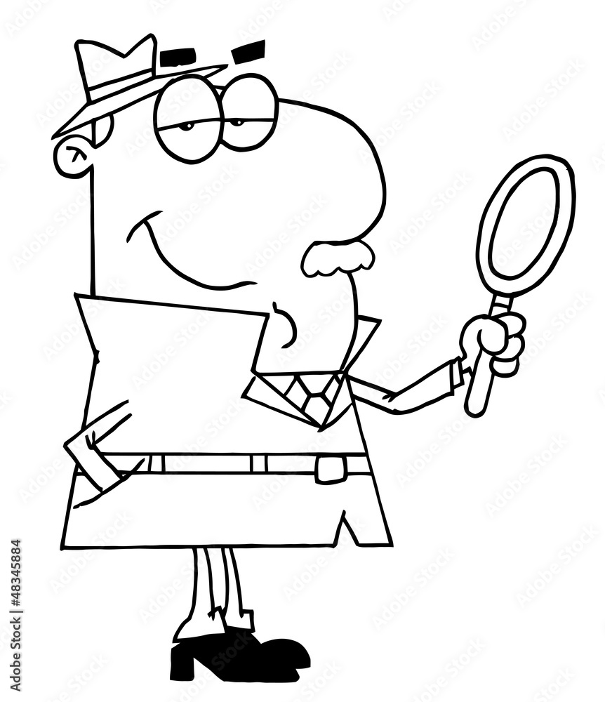Detective Black And White Clipart