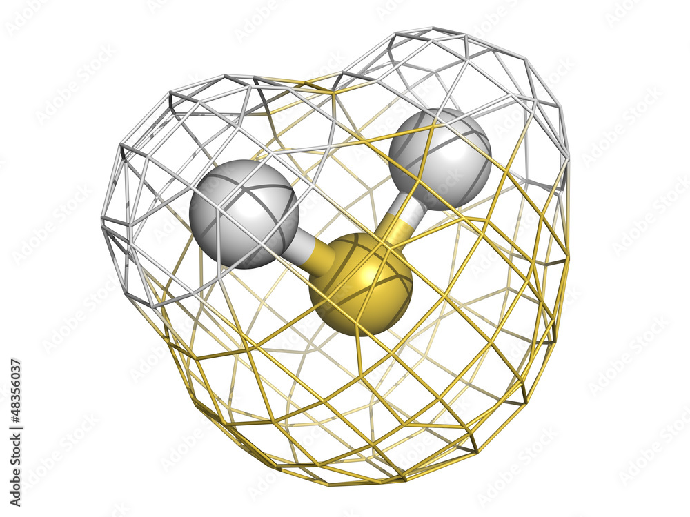 Fotografía Hydrogen sulfide (H2S) molecule, chemical structure. H2S is ...
