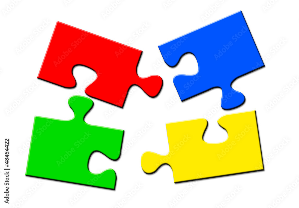 Vier bunte Puzzelteile Stock-Illustration | Adobe Stock