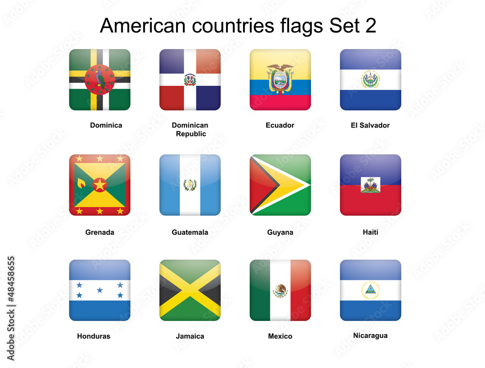 American countries flags set 2 vector illustration Stock Vector | Adobe ...